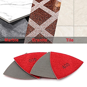 Triangular Diamond Polishing Pads 400Grit 3 Inch for Oscillating Tools Marble Granite Glass Stone Polishing by YDROWN (400Grit-2PCS)
