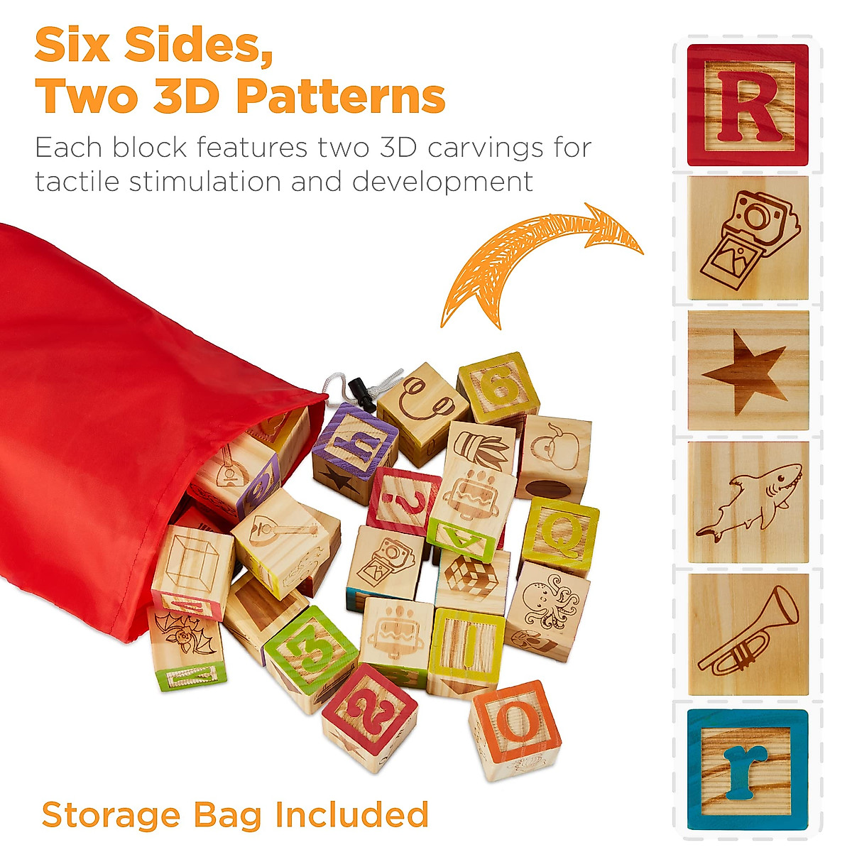 Best Choice Products 40-Piece Kids Wooden ABC Block Set, Building Education Construction Alphabet Letters & STEM Toy for Toddlers w/Carrying Case