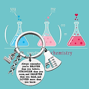 WSNANG Biology Chemistry Keychain Always Remember You Are Braver Stronger Smarter Than You Think Keychain Future Chemist Gift (Biology Chemistry Keychain)