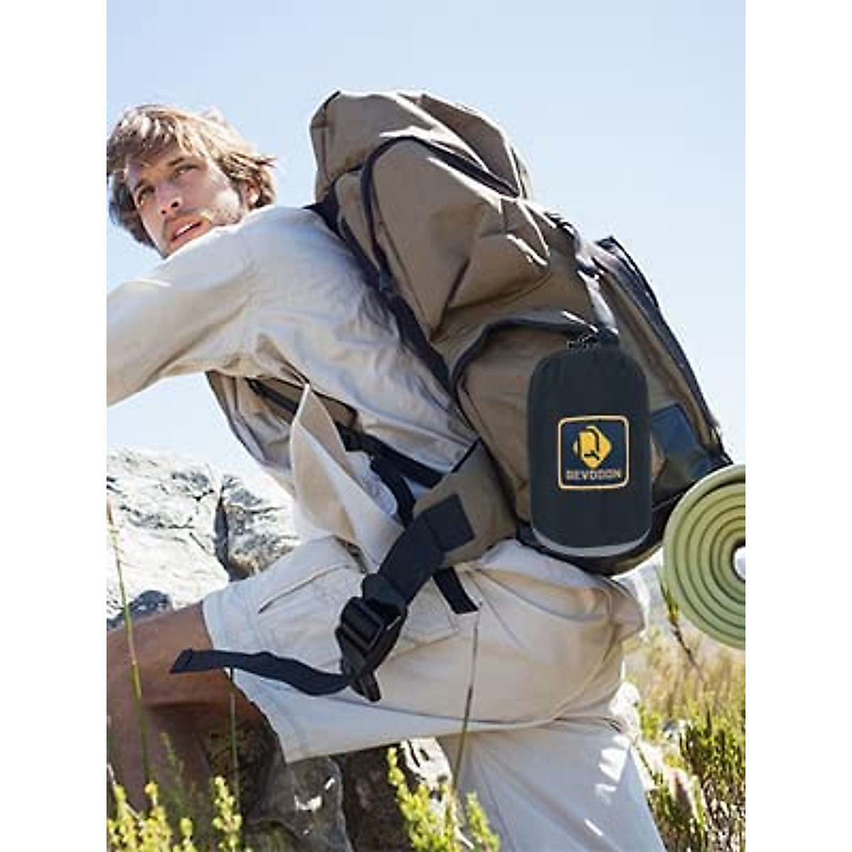 Qevooon Camping Hammock with Net,Travel Portable Lightweight Hammocks with Tree Straps and Solid D-Shape Carabiners,Parachute Nylon Hammock for Outsides Backpacking Beach Backyard Patio Hiking