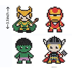 HTPDIOP 9-PCS Kids DIY Diamond Painted Sticker Kit, Superhero Creative Digital Painted Diamond Dots Mosaic Stickers, Crafts for Kids, Boys, Girls and Adult Beginners.