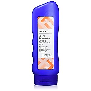 Amazon Brand - Solimo Sport Sunscreen Lotion, SPF 30, Reef Friendly (Octinoxate & Oxybenzone Free), Broad Spectrum UVA/UVB Protection, 8 Fluid Ounce
