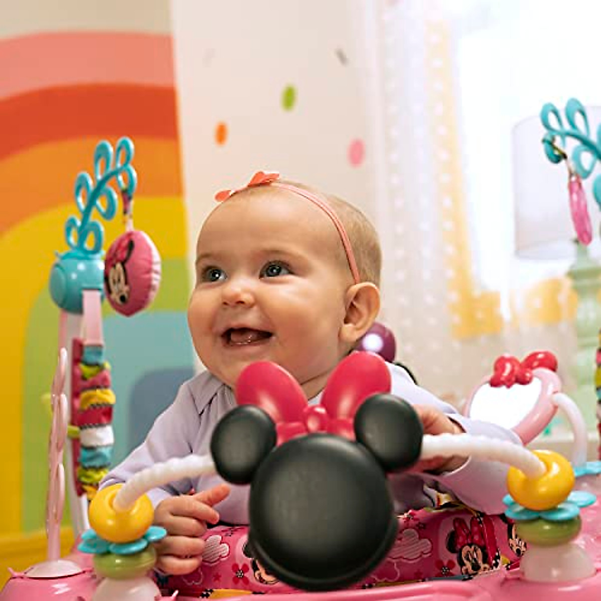 Bright Starts Disney Baby MINNIE MOUSE PeekABoo Activity Jumper with Lights and Melodies, Ages 6 months +