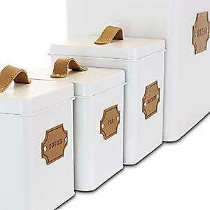 Megachef Storage and Organization Food and Coffee Canister Set Collection, 5 Piece, Matte White