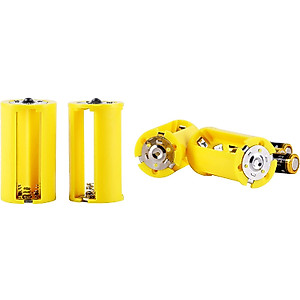 Whizzotech Parallel AA to D Battery Adapters Holder 1.5V Output Case Box 3 AA to 1 D Converter Pack of 8 (Yellow)