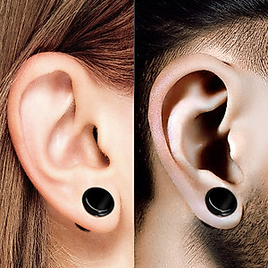 BIG GAUGES 2 Pairs of Black Anodized Steel 16g Gauge 1.2mm Fake Size 8mm Piercing Ear Stretcher Cheater Earring Illusion Plugs BG7248