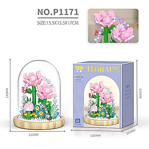 FLOWERKITY Building Blocks Flower Set Carnation Bouquets Mini Blocks with Dust Cover, Botanical Collection Gifts for Adults, Women… (Pink Carnation)