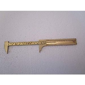 Handy Sliding Gauge Brass Vernier Caliper Ruler Measuring Tool Double Scales mm/inch Mini Brass Pocket Ruler : (100mm)