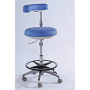Dental Assistant Stool Nurse Chair Height Adjustable with Armrest Micro Fiber Leather