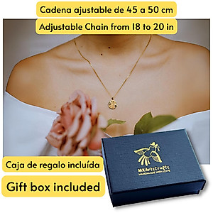 MXArtsCrafts - Virgen de Guadalupe round gold medal necklace, 14k gold laminated Chain with charm Our Lady of Guadalupe, Virgin Mary pendant Necklace, Religious Catholic Jewelry with gift box