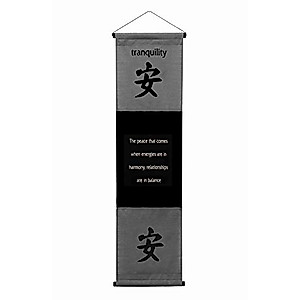 G6 Collection Inspirational Wall Decor Tranquility Banner Art, Inspiring Quote Wall Hanging Scroll, Affirmation Motivational Uplifting Message, Thought Saying Tapestry Tranquility (Gray)