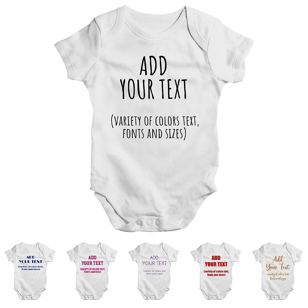 Customize Unisex Baby Onesie Beanies - Personalized Girl Boy Bodysuit Gift C03, White, 6 Months