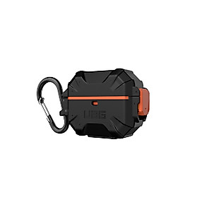URBAN ARMOR GEAR UAG Designed for AirPod Case Black Orange (3rd Generation, 2021) Durable Protective Soft-Touch Silicone with Detachable Carabiner, Pathfinder