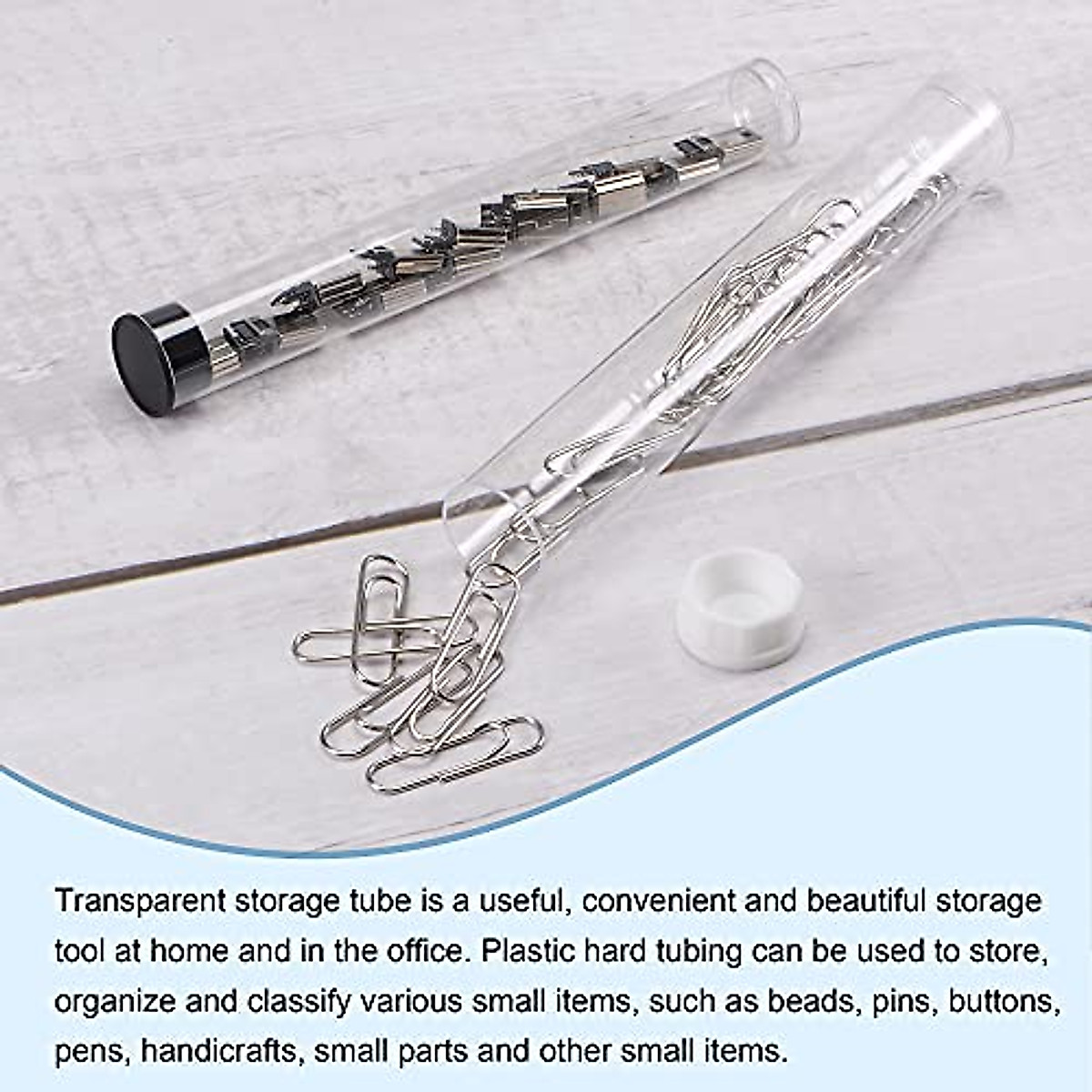 MECCANIXITY Clear Storage Tube 0.6"x5"(15mmx124mm) Lightweight for Bead Containers, Craft, DIY with White Caps 4 Pack