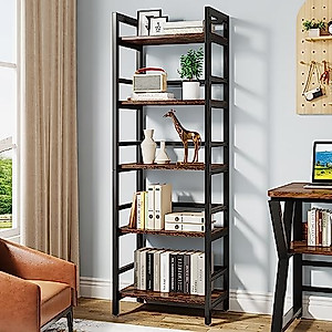 Tribesigns 5-Tier Bookshelf 69 Inch Industrial Bookcase Open Display Shelves Book Storage Organizer for Living Room, Home Office, Small Space