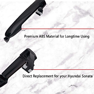 YMHHefy Door Handle Compatible for Hyundai Sonata 2005 2006 2007 2008 2009 2010 82651-3K000 826513K000 Outside Exterior Black Front Driver Passenger Side Rear Left Right 4Pcs