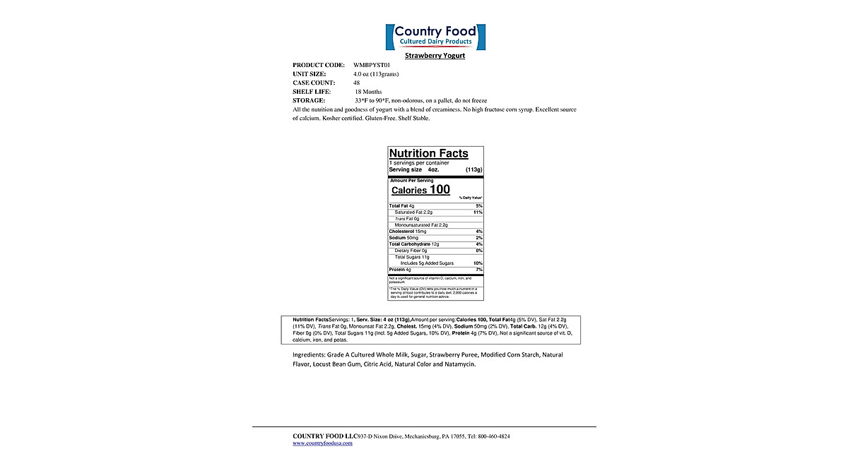 Backpack Yogurt, Strawberry 4 oz. (48 count) - Real Fruit Yogurt - No ...