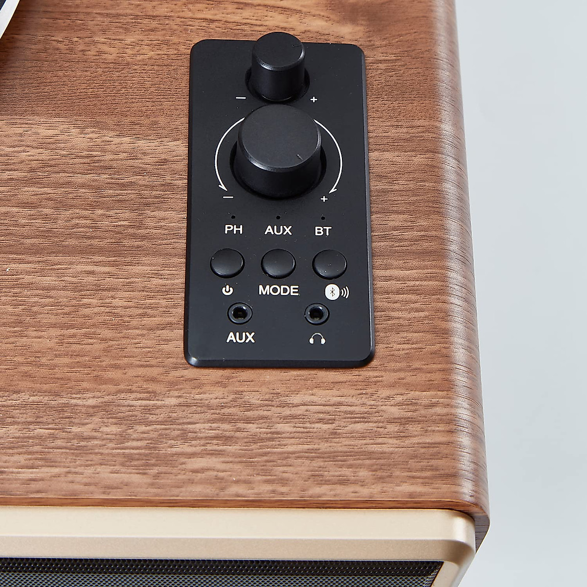 Arkrocket Huygens High Fidelity Bluetooth Record Player with Built-in Speakers Belt Drive Vinyl Turntable with Moving Magnet Cartridge, Bluetooth Input Output and Aux-in (Huygens Walnut)