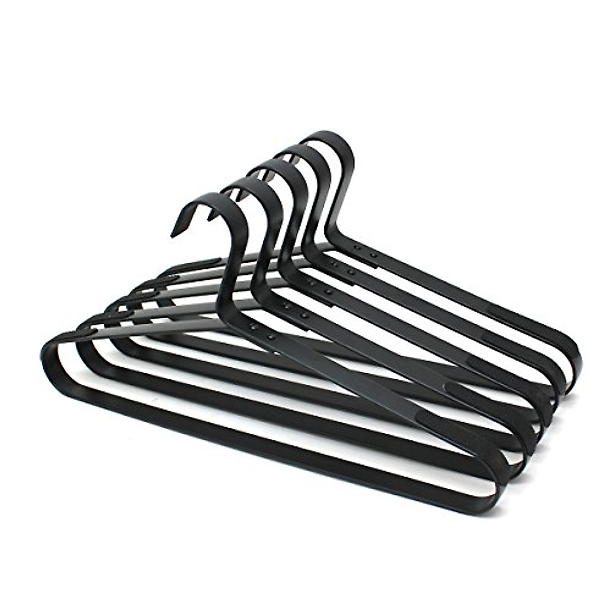 6Pack Koobay 16.5" Black King Size Aluminum Laundry Hangers Clothes Storage Coat Suit Hangers with Anti-Slip Strips