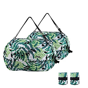 Woonsoon 2-Pcs Reusable Grocery Bags with Handles Foldable Washable Shopping Bags Waterproof Large Capacity Shopping Tote Bag