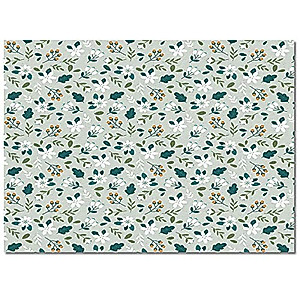 Area Rugs for Living Room, White Flowers Green Background Modern Indoor Anti-Fading Doormat Entryway Mat Door Mat for Hallway, Kitchen, Bedroom, Area Carpet Decor 2'7"x5'