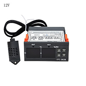 STC-3028 AC 220V DC 12V 24V Dual Digital Thermostat Temperature Humidity Controller Thermometer Hygrometer Incubator Controller (110-220V)