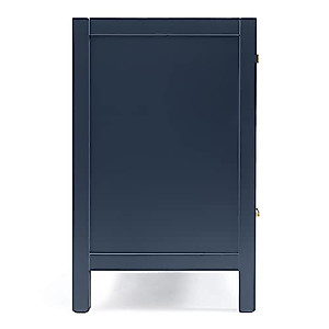 DKB Beckford Double Bathroom Vanity Base Cabinet 60" Midnight Blue, Double Sink Configuration, 4 Soft Closing Doors, 6 Full Extension Dovetail Drawers, Brushed Nickel
