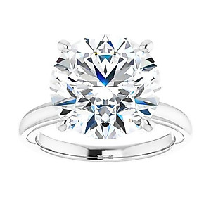 10K Solid White Gold Handmade Engagement Rings 6.00 CT Round Cut Moissanite Diamond Solitaire Wedding/Bridal Rings Set for Women/Her Propose Promise Ring Gift for Her (6)