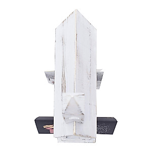 GALLERIE II 24" Rustic White Church Christmas Card Distressed Wood Mail Holder Xmas Festive Winter Holidays Table Tabletop Seasons Greetings Family Spiritual Wooden Home Decor Decoration Cream