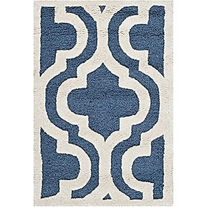 SAFAVIEH Cambridge Collection 2' x 3' Navy/Ivory CAM132G Handmade Moroccan Premium Wool Accent Rug