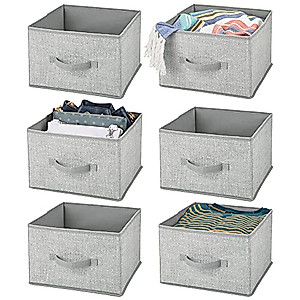 mDesign Fabric Bin for Cube Organizer - Foldable Cloth Storage Cube - Collapsible Closet Storage Organizer - Folding Storage Bin for Clothes and More - Lido Collection - 6 Pack - Gray
