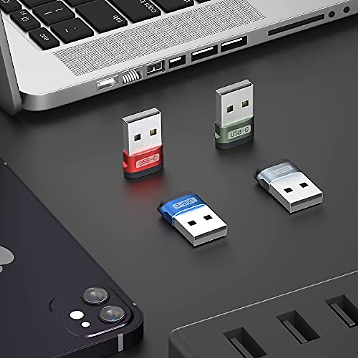 TargetGo USB Type C to USB A Male Adapter, 4-Pack, Blue