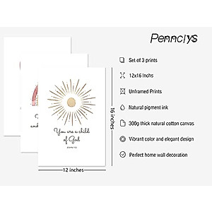 Boho Nursery Wall Art 3 Pieces Bible Verse Nursery Art Christian Girls Nursery Wall Art Heart Rainbow Sun Nursery Art Print Boho Sunshine Nursery Decor for Girl Baby Kid Room Decor 12x16 Inch Unframed