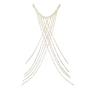 Crossover Harness Body Chain Bra Crossover Chain Body Necklace Bikini Chains Necklace for Women Girls Fashion Body Jewelry-gold