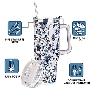 40 oz Tumbler with Handle and Straw, Stainless Steel Insulated Tumbler with Leak Proof Lid and Straw Lid,Reusable Water Bottle Vacuum Travel Coffee Mug Cup,Dishwasher Safe Keep Drinks Cold and Hot