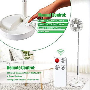 SDYXJ Portable Fan Rechargeable, Stand & Table fan Folding Telescopic & Adjustable Height for Office Home Outdoor Camping with remote (white)
