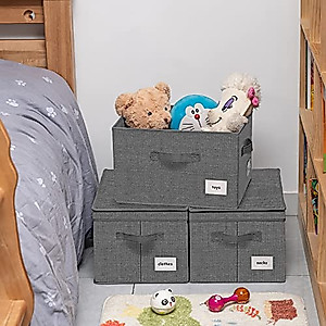 DOVAMY Large Storage Bins with Lids, Foldable Decorative Storage Boxes, Shelf Organizer for Closet, Storage Baskets, 15.7”L x 11.8”W x 9.8”H, Dark Gray BDR0301