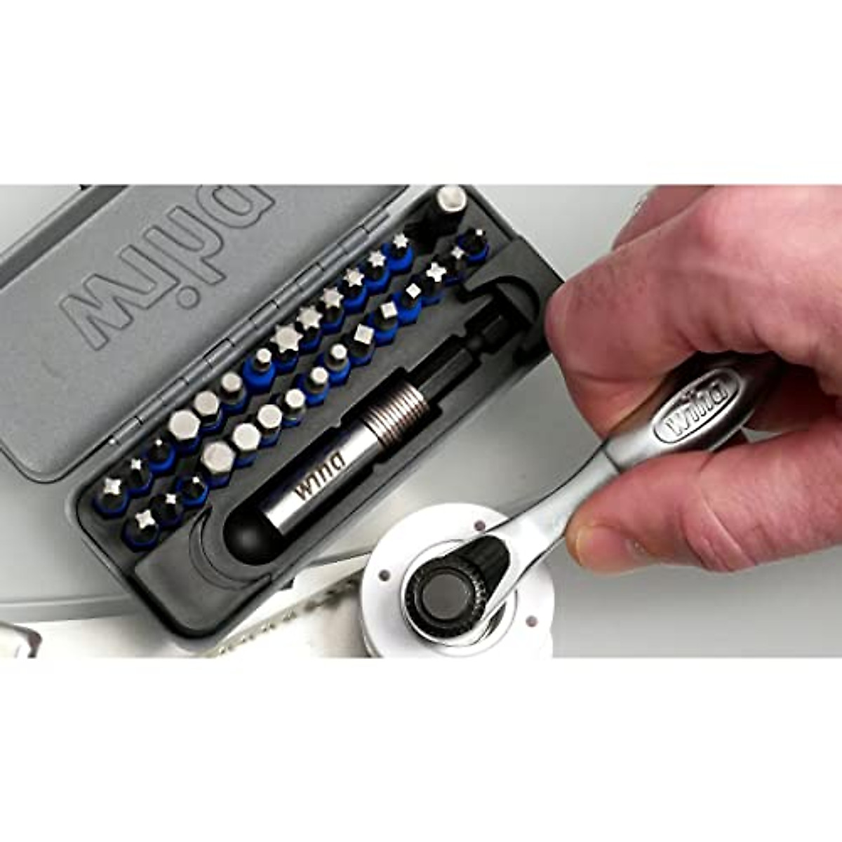 Wiha 76889 32 Piece GoBox TerminatorBlue Impact Bit Set with Mini Ratchet