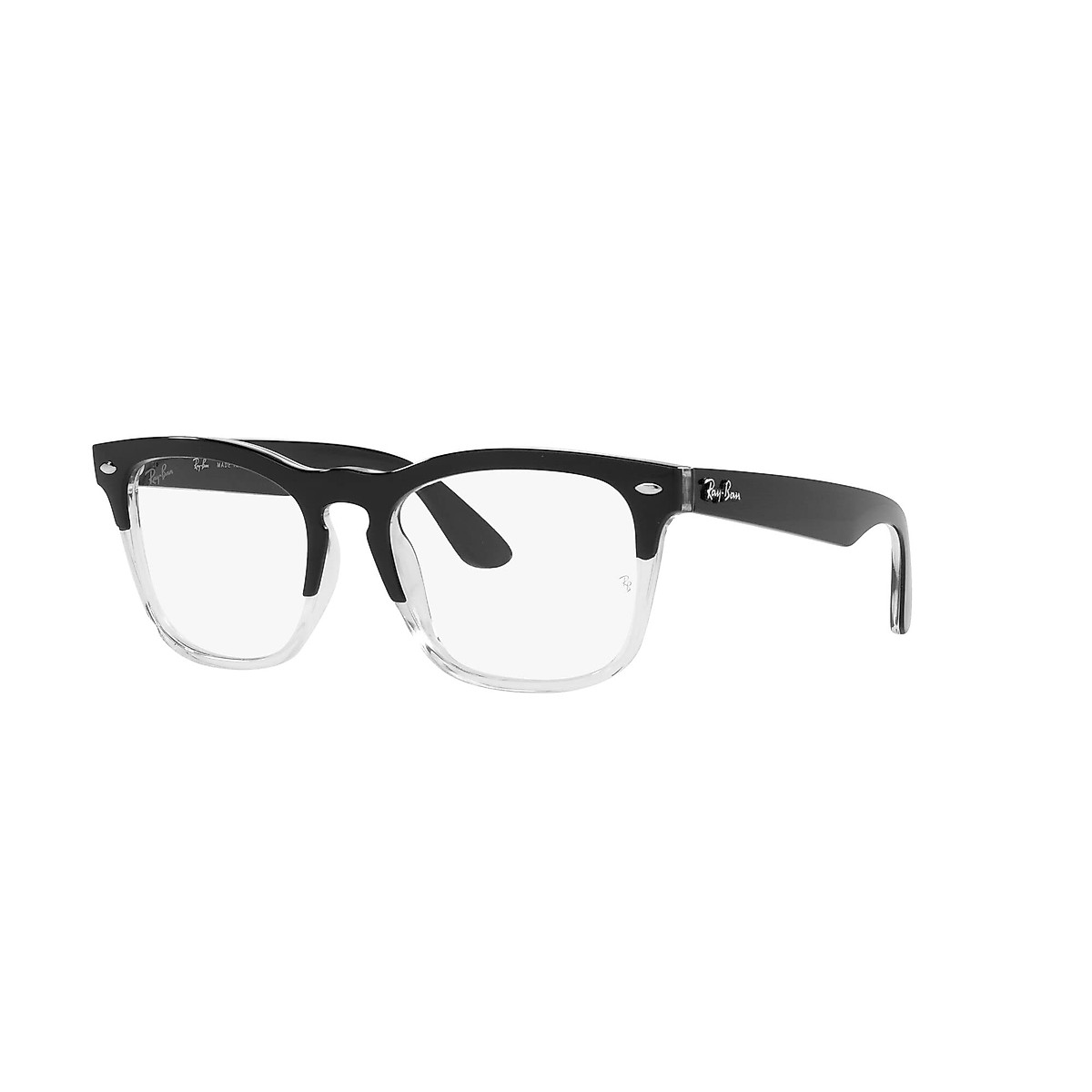 Ray-Ban RX4487V Steve Square Prescription Eyewear Frames, Black on Transparent/Demo Lens, 54 mm