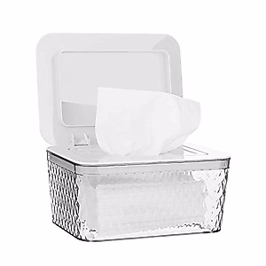Jitnetiy Wipes Holders, Large Capacity Wipes Dispenser Box Wipes Case Dustproof Wipes Box with Lid Keep Diaper Wipes Fresh (White)