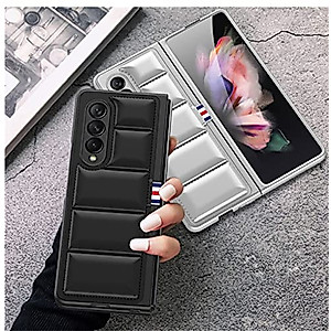 SHIEID Samsung Z Fold 3 Case, Fold 3 Case Leather, Air Vest Phone Case Galaxy Z Fold 3 Case Compatible with Samsung Galaxy Z Fold 3 5G, Silver