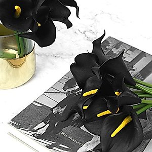 G Home Collection Real Touch 9 Calla Lily Bouquet in Black 13" Tall