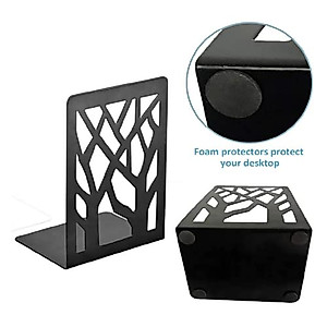 Ruoxian 3 Pairs Tree Branches Book Ends Metal Nonskid Bookends Heavy Duty Bookshelves Organizer Office Book Ends for Shelves, Bookend, Book Ends for Heavy Books (Black-3 Pairs)