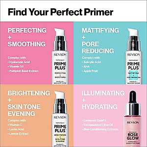 Revlon Face Primer, PhotoReady Prime Plus Face Makeup for All Skin Types, Blurs & Fills in Fine Lines, Infused with Vitamin C and Lactic Acid, Brightening & Skin Tone Evening, 1 Oz