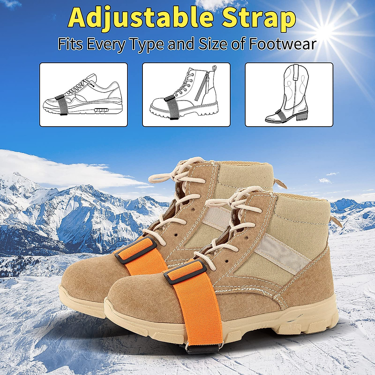 Xproutdoor Mid-Sole Ice Cleats Crampons Traction Snow Grips with Tungsten Spikes