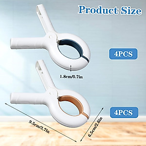 Jeffdad 8Pcs Beach Towel Clips, Large Bath Towel Clips Heavy-Duty Plastic Clothes Pins Quilt Drying Clips, for Clothes, Bed Linen, Bath Towel, Beach Towel to Dry on Clothesline and Hanging Rack