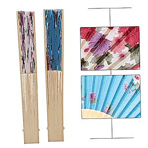 MUSISALY 2pcs Chinese Dancing Fans Chinese Silk Fans Silk Folding Fans folded fan Japanese Style fan Hand Bamboo Fans Japanese Hand Fan mini fan decorate men and women Chinese style Wooden