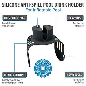 Silicone Anti-Spill Pool Drink Holder - Outdoor Cup Holder for Inflatable Pool, Above Ground Pool, Hot Tub, Jacuzzi - Multifunctional Hot Tub Accessory