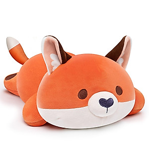 Mewaii Cute Fox Plush Pillow, Kawaii Plushies Red Fox Stuffed Animals, Squishy Plushies, Cuddle Plush Pillow for Boys & Girls