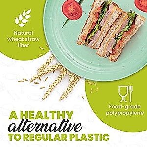 CLIFF'S KITCHEN Wheat Straw Dinnerware Sets- Eco Friendly Reusable Microwave Safe Plates and Bowls Sets For 4- Lightweight RV Camping Dishes and Cups -Unbreakable Dinnerware Set for 4